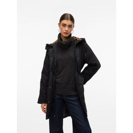 Véro Moda Langmantel VERO MODA "VMSAVANNE COAT GA BOO", Damen, Gr. L, schwarz, Web, Obermaterial: 100% Polyester, unifarben mit Farbeinsatz, regular fit, Mäntel
