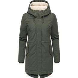 Kurzmantel Ragwear "Cannas YOUMODO", Damen, Gr. XL (42), olivgrün, Obermaterial: 65% Polyester, 35% Baumwolle, Innenfutter: 100% Polyester, Wattierung: 100% Polyester, gerade ca. Mitte Oberschenkel, hoch geschlossener Ausschnitt, Ärmel ohne Ärmelschlitz Rippbündchen mit Druckknopf,verstellbar, Mäntel, Kurzer Damen Mantel mit verstellbarer Kapuze