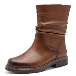 Stiefelette Tamaris, Damen, Gr. 41, cognac, Lederimitat, unifarben, used, Schuhe, Blockabsatz, Kurzstiefel, Boots in veganer Verarbeitung