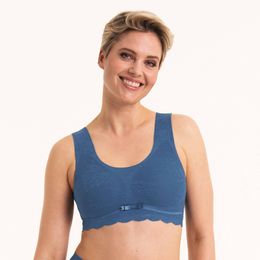 Bralette ANITA SINCE 1886 "Essential Lace", Damen, Gr. L, N-Gr, blau (blau heaven), Stoff, Obermaterial: 61% Polyamid, 39% Elasthan, Mesh, gemustert, unifarben, bequem, BHs Bralette, mit Spitze, herausnehmbare Schaumcups, feminin, atmungsaktiv