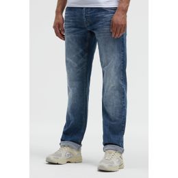 Comfort-fit-Jeans CAMP DAVID, Herren, Gr. 34, L&auml;nge 32, blau, Denim/Jeans, Material: 45% Baumwolle, 28% Lyocell, 18% Polyester, 8% Viskose, 1% Elasthan, Zusatz: Enth&auml;lt nichttextile Teile tierischen Ursprungs (Badge), Abriebeffekte, comfort fit, Jeans, mit zwei Leibh&ouml;hen