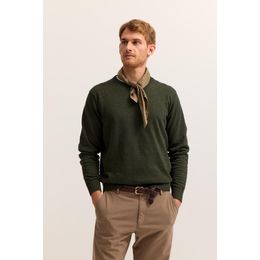 Rundhalspullover Bugatti "Regular Fit", Herren, Gr. L, 190, oliv, Sweatware, 100% Baumwolle, unifarben, regular fit, Rundhals, Rippbündchen, Pullover, Basic Essential aus reiner Baumwolle