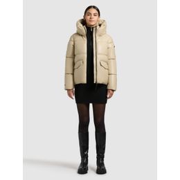 Lederimitatjacke Khujo "AURORA", Damen, Gr. L, beige, 100% Polyurethan, unifarben, eingesetzt Rippb&uuml;ndchen mit Windstopper, Jacken