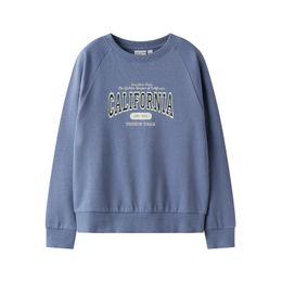 Sweatshirt name it "NKFVENUS LS NREG SWEAT BRU", Mädchen, Gr. 122/128, blau ice print:california tennis, Sweatware, Obermaterial: 100% Baumwolle, bedruckt, normal, Rundhals, Rippbündchen, Sweatshirts