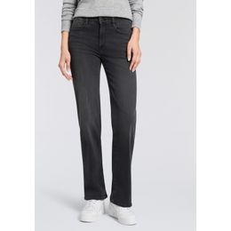 MAC Damen Regular-fit-Jeans "LAURA"authentic carbon wash, Gr. 34, unifarben, Denim/Jeans, Obermaterial: 89% Baumwolle, 8% Polyester, 3% Elasthan,