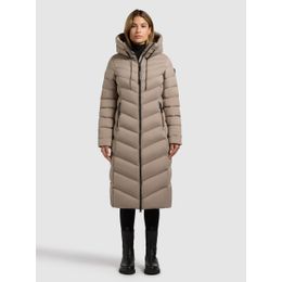 Steppmantel Khujo "STOANE2", Damen, Gr. L, greige, 100% Polyester, unifarben, eingesetzt elastischer Bund mit Windstopper, Mäntel
