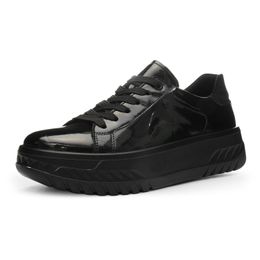 Ara Damen Plateausneaker "MONACO", Gr. 9schwarz, Lacklederimitat, Veloursleder, glänzend, Schuhe, Plateausneaker, Schnürschuh in Komfortweite H (=