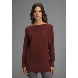 Fledermauspullover Laura Scott, Damen, Gr. 32/34, rotbraun, Feinstrick, Obermaterial: 50% Viskose, 28% Polyester, 22% Polyamid, Zopfmuster, figurumspielend hüftbedeckend, U-Boot-Ausschnitt, Fledermausärmel Rippbündchen, Pullover, mit dezentem Zopfstrickmuster - NEUE KOLLEKTION