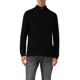 Strickpullover s.Oliver, Herren, Gr. L, schwarz, Grobstrick, Obermaterial: 100% Baumwolle, unifarben, normal h&uuml;ftbedeckend, Rundhals, B&uuml;ndchen, Pullover Strickpullover, mit Zipper