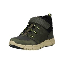 Schnürstiefelette Geox "Geox Stiefelette Leder/Synthetik", Kinder, Gr. 32, schwarz, grün, Leder, Synthetik, Schuhe