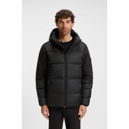 Daunenjacke BOSS Green, Herren, Gr. XL, schwarz001, Web, Obermaterial: 100% Polyester. F&uuml;llung: 80% Entendaune, 20% Entenfeder, unifarben, regular fit h&uuml;ftlang, hoch geschlossener Ausschnitt, elastischer Bund, Jacken Daunenjacke, abnehmbare Kapuze, Regular Fit, warm wattiert