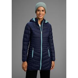 Steppjacke Kangaroos, Damen, Gr. 36, blau (marine), Web, Obermaterial: 100% Polyamid. Futter: 100% Polyamid. Wattierung: 100% Polyester, kontrastfarbene Details, unifarben, figurbetont Po-bedeckend, Jacken Steppjacke, für den Übergang, aus leichtem Webmaterial, figurbetonter Schnitt