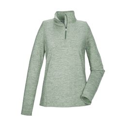Langarmshirt Killtec "KSW 121 WMN FLX SHRT", Damen, Gr. 40, graugr&uuml;n, Obermaterial: 90% Polyester, 10% Elasthan, ohne Ausschnitt, Shirts Langarmshirt, Melange Funktionsshirt mit Stehkragen, Rei&szlig;verschluss und Kinnschutz