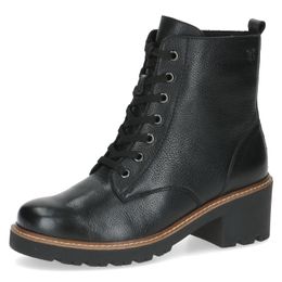 Caprice Damen Schn&uuml;rstiefelette, Gr. 40schwarz, Leder, Schuhe, Blockabsatz, Schn&uuml;rboots, Herbstboots mit dezenter Logopr&auml;gung
