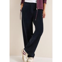 Cordhose Cecil "NEELE", Damen, Gr. S (38), Länge 30, dunkelblau corduroy, Web, Obermaterial: 65% Baumwolle, 33% Polyester, 2% Elasthan. Futter: 100% Baumwolle, unifarben, loose fit lang, Hosen, mit elastischem Bund