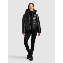 Lederimitatjacke Khujo "AURORA", Damen, Gr. L, schwarz, 100% Polyurethan, unifarben, eingesetzt Rippb&uuml;ndchen mit Windstopper, Jacken