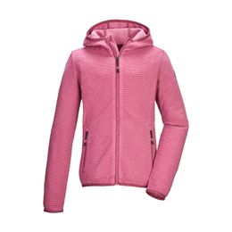 Fleecejacke Killtec "KOW 245 GRLS FLC JCKT", Mädchen, Gr. 140, himbeere, Obermaterial: 100% Polyester, Jacken, Gestreifte Fleecejacke mit Kapuze, Kinnschutz und elastischen Bündchen