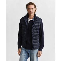 Steppweste Gant "LIGHT DOWN VEST", Herren, Gr. S, blau (evening blau), Web, Obermaterial: 100% Polyester. Futter: 100% Polyester, regular fit hüftlang, Westen, Stehkragen, leicht, 2-Wege Reißverschluss