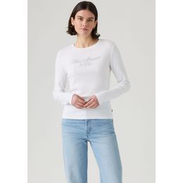Levi's Langarmshirt LEVI'S "GR ESSENTIAL LS T", Damen, Gr. M (38), rhinestone script br, Single Jersey, Obermaterial: 100% Baumwolle, bestickt, regular fit normal, Rundhals, gerader Abschluss, Shirts Langarmshirt, mit Glitzersteinen