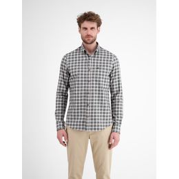 Langarmhemd Lerros, Herren, Gr. M, N-Gr, nordic olive, Web, Obermaterial: 100% Baumwolle, kariert, normal hüftbedeckend, Rundhals, 2-Knopf-Manschette, Hemden, kariert