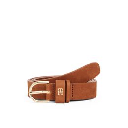 Ledergürtel Tommy Hilfiger "ESSENTIAL EFFORTLESS NUBUCK", Damen, Gr. 75, rich walnut, Rindsleder, Gürtel, 3,5 cm, samtartig, leicht angeraut