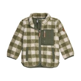 Fleecejacke "FIOW 50 MNS FLC JCKT", Kinder, Gr. 110/116, grün, Oberstoff: Oberseite: 100% Polyester, Rückseite: 100% Polyester, FIRST INSTINCT BY Killtec, Jacken, Sherpa Fleecejacke mit Karomuster, Kinnschutz und Namensetikett