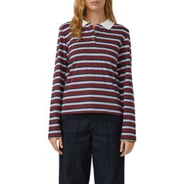 Poloshirt s.Oliver, Damen, Gr. 40, merlot stripe, Jersey, Obermaterial: 100% Baumwolle, gestreift, regular fit hüftbedeckend, Rundhals, Shirts, Langarm, mit Streifen