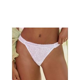 String Lascana "Mirabel, Amira-Kollektion", Damen, Gr. 32/34, weiß, Mesh, Obermaterial: 83% Polyamid, 9% Polyester, 8% Elasthan, Unterhosen, aus Mesh mit glänzender Blumenstickerei, transparente Unterwäsche