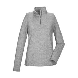 Langarmshirt Killtec "KSW 121 WMN FLX SHRT", Damen, Gr. 40, grau, Obermaterial: 90% Polyester, 10% Elasthan, ohne Ausschnitt, Shirts Langarmshirt, Melange Funktionsshirt mit Stehkragen, Rei&szlig;verschluss und Kinnschutz