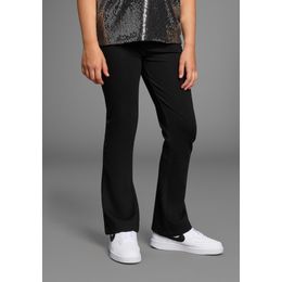 Bootcuthose Bruno Banani "Bootcut Stretchhose", Mädchen, Gr. 158, N-Gr, schwarz, Milano Rib, Obermaterial: 76% Polyester, 20% Viskose, 4% Elasthan, unifarben, bequem lang, Hosen, NEUHEIT: Bruno Banani für TEENS Bootcut-Hose