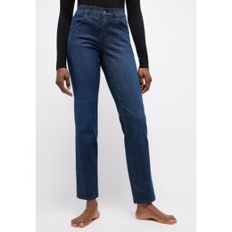 5-Pocket-Jeans Angels "DOLLY 3.0", Damen, Gr. 44, Länge 28, blau (schwarz indigo used), Denim/Jeans, Obermaterial: 92% Baumwolle, 6% Polyester, 2% Elasthan, straight fit lang, Jeans