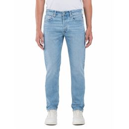 Straight-Jeans Replay "GROVER", Herren, Gr. 31, Länge 32, blau (light blau 0c3), Denim/Jeans, Obermaterial: 100% Baumwolle, straight fit lang, Jeans Straight-Jeans, in vielen verschiedenen Waschungen, mit Stretch