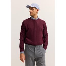 Rundhalspullover Bugatti "Regular Fit", Herren, Gr. L, 790, brombeere, Sweatware, 100% Baumwolle, unifarben, regular fit, Rundhals, Rippbündchen, Pullover, Basic Essential aus reiner Baumwolle