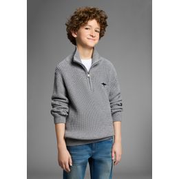 Strickpullover Kangaroos "Troyer, Pullover mit Zipper", Jungen, Gr. 128/134, graumeliert, Grobstrick, Obermaterial: 50% Viskose, 26% Polyacryl, 24% Polyester, Basic, Rippbündchen, Pullover, Troyer, warmer Pullover