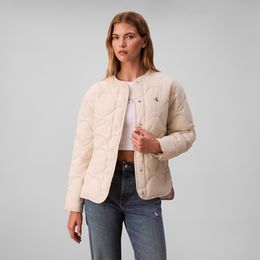 Steppjacke Calvin Klein Jeans "INSULATED LINER JACKET", Damen, Gr. L (42), grau (fog), Web, Obermaterial: 100% Polyamid, unifarben, klassisch normal, Rundhals, eingesetzt eingefasste Kante mit Schlitz, Jacken, Mit Rundhalsausschnitt
