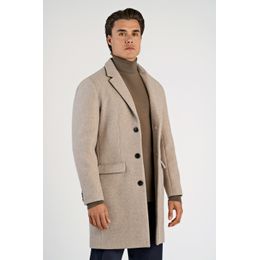 Wintermantel LINDBERGH, Herren, Gr. L, beige (stone mel), Web, Obermaterial: 100% Polyester. Futter: 100% Polyester, unifarben, lässig geschnitten ca. Mitte Oberschenkel, V-Ausschnitt, Mäntel, mit Reverskragen und Knopfleiste
