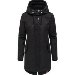 Kurzmantel Ragwear "Cannas YOUMODO", Damen, Gr. XXL (44), schwarz, Obermaterial: 65% Polyester, 35% Baumwolle; Innenfutter: 100% Polyester; Wattierung: 100% Polyester, gerade ca. Mitte Oberschenkel, hoch geschlossener Ausschnitt, &Auml;rmel ohne &Auml;rmelschlitz Rippb&uuml;ndchen mit Druckknopf,verstellbar, M&auml;ntel Kurzmantel, Kurzer Damen Mantel mit verstellbarer Kapuze