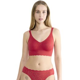 Bralette Sloggi "ZERO Feel Bliss", Damen, Gr. L, N-Gr, rot (shanghai rot), Spitze, Obermaterial: 76% Polyamid, 24% Elasthan, BHs, nahtlos mit Spitzenoptik, V-Ausschnitt, herausnehmbare Pads