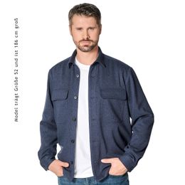 Langarmhemd Venti "Venti Hemdjacke uni", Herren, Gr. 48, Normalgrößen, dunkelblau, 84% Polyester, 11% Viskose, 5% Elasthan, unifarben, Basic, Hemden
