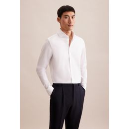 Businesshemd Seidensticker "Schwarze Rose", Herren, Gr. M (40), verlängerte Ärmellängen, weiß, 100% Baumwolle, Strukturmuster, gemustert, tailored fit, 2-Knopf-Manschette, Hemden, Shaped 1/1 Extra lang Kentkragen Struktur
