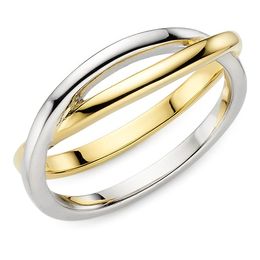 Damen Fingerring "Schmuck Geschenk Silbering teilweise gelbgoldfarben vergoldet", 56, Silber 925 (Sterlingsilber), 6,3mmsilberfarben, gelbgoldfarben,