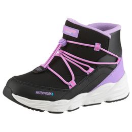 Schlupfboots Skechers "TURBO TREAD", Kinder, Gr. 29, schwarz (schwarz, multi), Lederimitat, Textil, kontrastfarbene Details, Schuhe, Winterboots mit Gummizug, Größenschablone zum Download