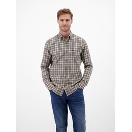 Langarmhemd Lerros, Herren, Gr. L, N-Gr, light coffee, Web, Obermaterial: 100% Baumwolle, kariert, normal hüftbedeckend, Rundhals, 2-Knopf-Manschette, Hemden, kariert