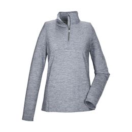 Langarmshirt Killtec "KSW 121 WMN FLX SHRT", Damen, Gr. 42, nachtblau, Obermaterial: 90% Polyester, 10% Elasthan, ohne Ausschnitt, Shirts Langarmshirt, Melange Funktionsshirt mit Stehkragen, Rei&szlig;verschluss und Kinnschutz