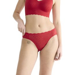 Slip Sloggi "ZERO Feel Bliss", Damen, Gr. L, rot (shanghai rot), Spitze, Obermaterial: 76% Polyamid, 24% Elasthan, Unterhosen, nahtlos mit Spitzenoptik