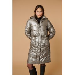 Steppmantel ZABAIONE "Jacket Fa44ncy", Damen, Gr. S, silber (platin), Web, Obermaterial: 100% Polyester, glänzend, unifarben, kniefrei, Rippbündchen, Mäntel, im Glanz-Look