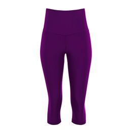 Leggings WINSHAPE "3/4 Functional Comfort HWL217C", Damen, Gr. S, Normalgrößen, lila (schwarz plum), 85% Polyester, 15% Elasthan, Hosen, mit V-Shape Applikation und Core-Bund
