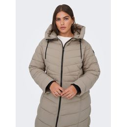Steppmantel Only CARMAKOMA "CARJULIET LIFE QUILT COAT OTW", Damen, Gr. L, silber (silber mink), Web, Obermaterial: 100% Polyester, unifarben, regular fit, Mäntel