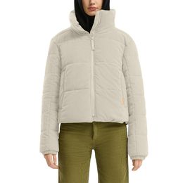 Steppjacke QS, Damen, Gr. XXL, ecru, Cord, Obermaterial: 100% Polyester. Futter: 100% Polyester, unifarben, gerade hüftlang, Rundhals, elastischer Bund, Jacken, kurz, aus Cord und mit Stehkragen