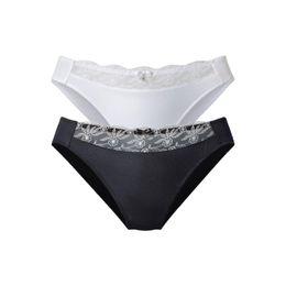 Nuance by Lascana Damen Slip, schwarz-wei&szlig;+wei&szlig;, Gr&ouml;&szlig;e 52/54